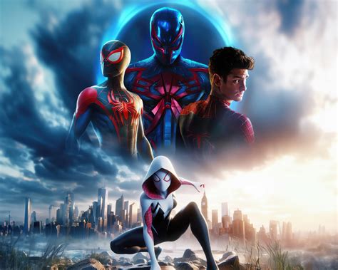 1280x1024 Gwen Stacy Miles Morales And Spider Man 2099 Collide