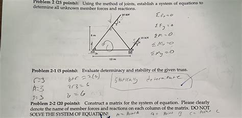 Solved Problem 2 25 Points Using The Method Of Joints