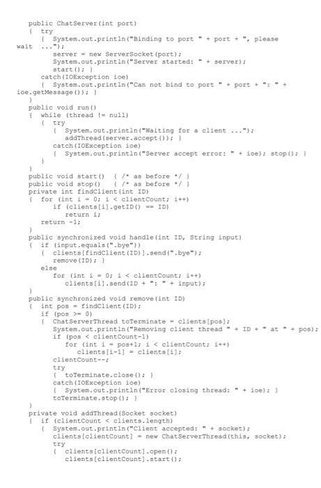 Solved Chat System Java Project Please Fill In The Missing