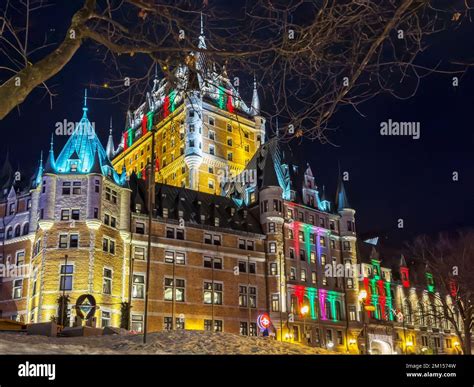 Hotel Chateau Frontenac In Christmas Colors Old Quebec City Quebec