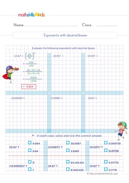 Free Exponent Worksheets 6th Grade
