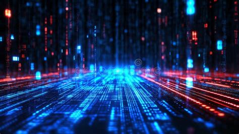 Digital Matrix Perspective View Red And Blue Lights Abstract Code Concept Stock Digital Matrix Perspective View Red And Blue Lights Abstract Code Concept Stock
