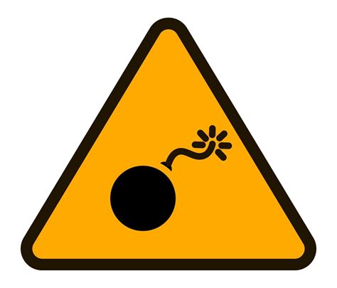 Bomb With A Burning Fuse Positioned Within A Yellow Triangular Warning