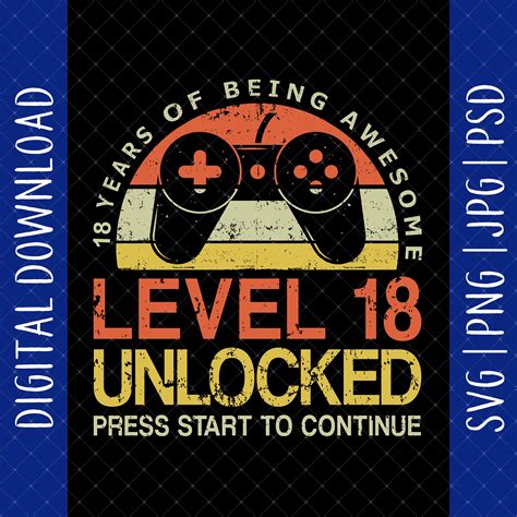 Level 18 Unlocked 18th Birthday Digital Download 18th Etsy