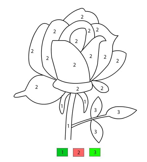 Simple Rose Flower Color By Number Download Print Now