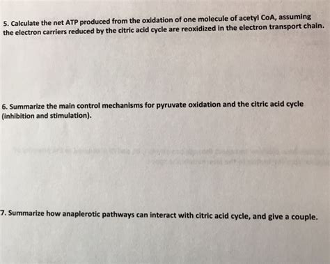 solved calculate the net atp produced from the oxidation of