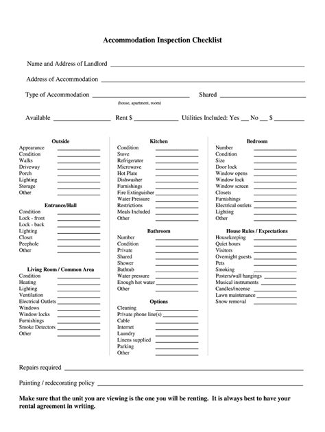 Accommodation Checklist Template Fill Out And Sign Online Dochub