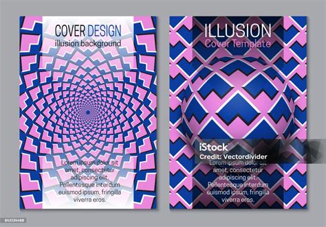 Template Desain Sampul Buku Merah Muda Biru Dengan Elemen Ilusi Gerakan