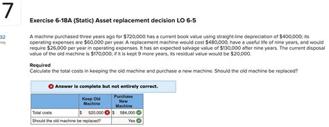 Solved 7 Exercise 6 18a Static Asset Replacement Decision