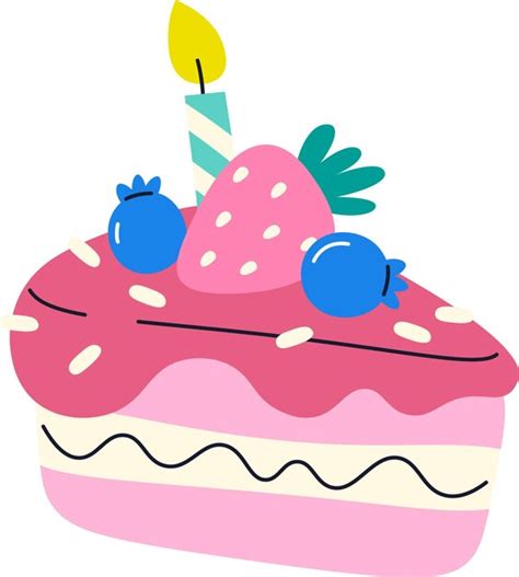 Premium Vector Birthday Cake Slice