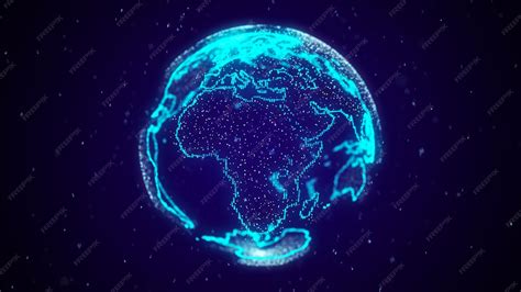 Premium Ai Image Digital Planet Earth With Particles In Cyberspace The Flow Of Scientific Data