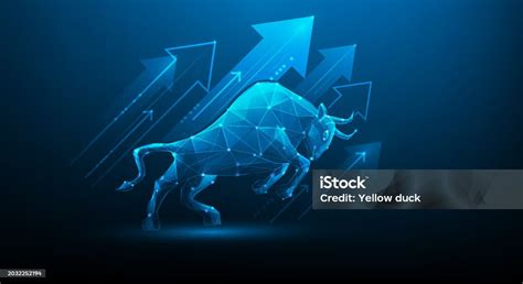 Business Bullish Market Financial Increasing Graph Technology On Blue