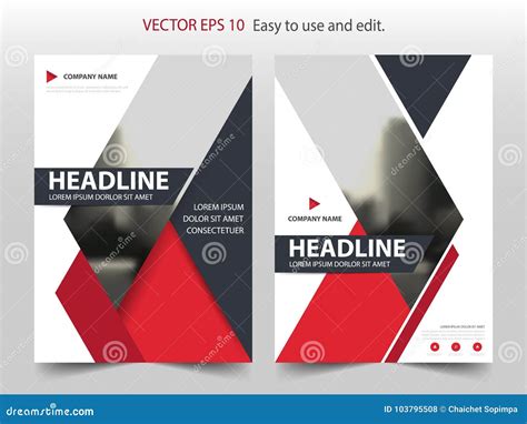 Red Abstract Triangle Brochure Annual Report Design Template Vector Business Flyers Infographic