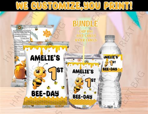 Bee Theme Chip Bag For Birthday Party Chip Bag Camping Birthday Favor Camping Party Favors