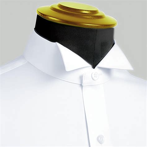 Wing Collar Men White Dress Shirt Vintage Bow Band Grafton Collar High