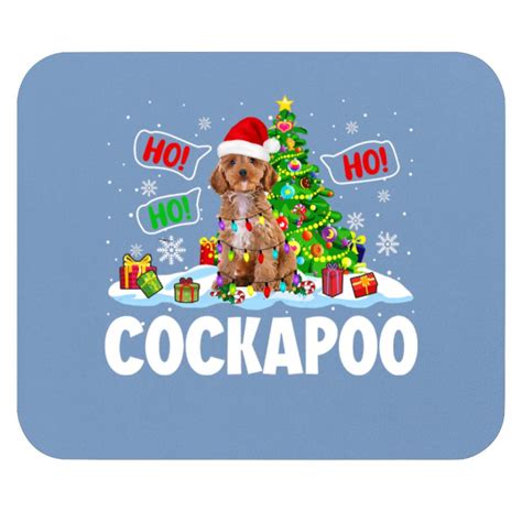 Santa Cockapoo Funny Christmas Tree Light Santa Cockapoo Dog Mouse Pads