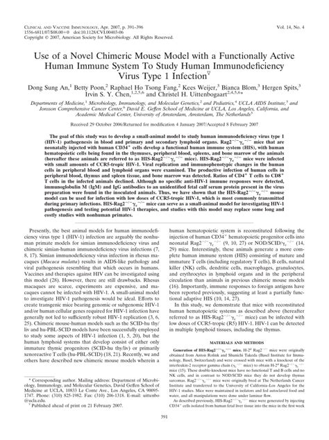 Pdf Use Of A Novel Chimeric Mouse Model With A Functionally Active