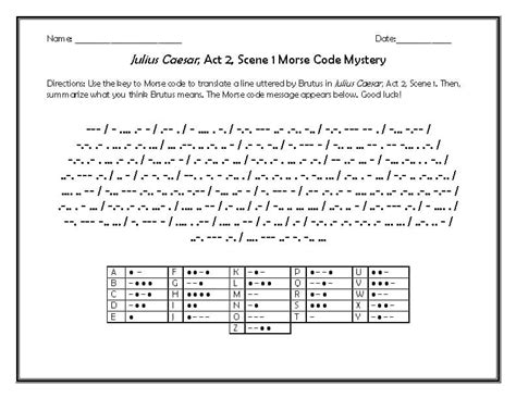 Julius Caesar Act 2 Scene 1 Morse Code Mystery By Teacher Chips