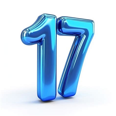 3d Blue Number 17 Isolated On White Background Premium Ai Generated Image