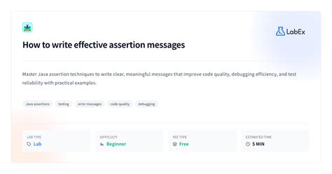 how to write effective assertion messages labex