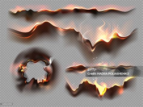 Burnt Paper Edges With Black Ash Realistic Set Of Borders And Frames