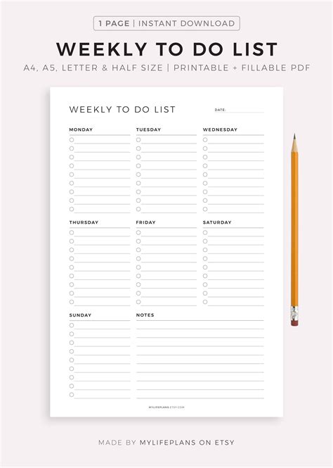 Weekly To Do List Calendar Template Design Talk