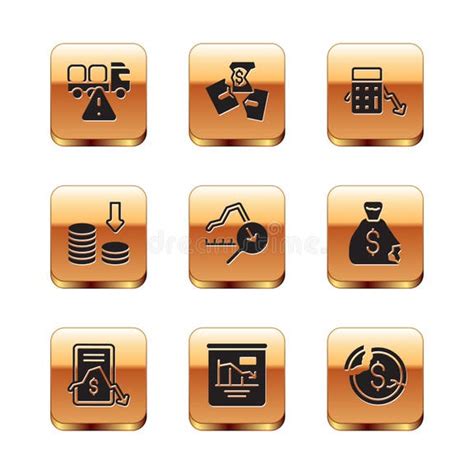 Set Stop Delivery Cargo Truck Mobile Stock Trading Pie Chart Infographic Global Economic