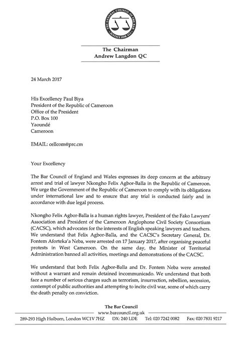 Open Letter To His Excellency Paul Biya 27032017 Wca