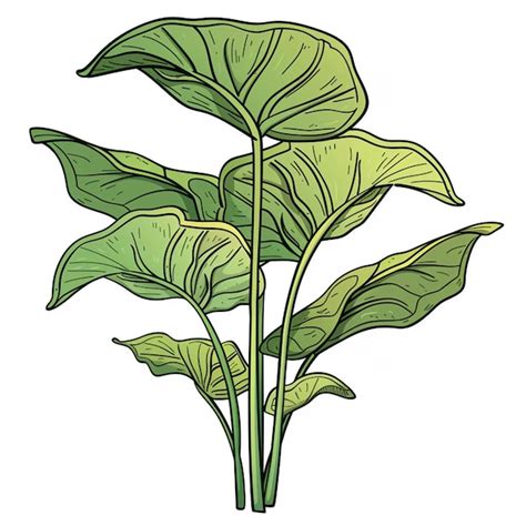 Um Desenho De Uma Planta Com Folhas Verdes E Um Desenho De Una Planta