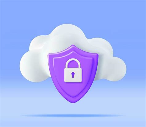 3d White Cloud With Locked Padlock Render Cloud With Pad Lock Icon Concept Of Cloud Data