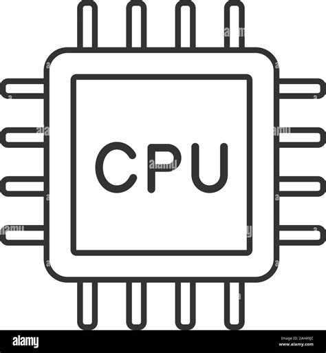 CPU Linear Icon Electronic Microchip Chipset Chip Thin Line Illustration Central Processing