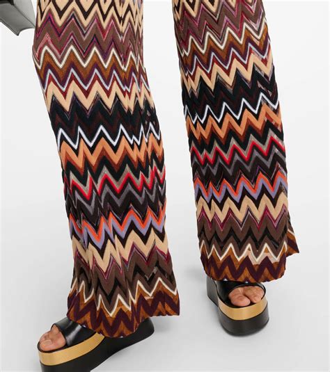 Missoni Zig Zag Wool Blend Wide Leg Pants Missoni