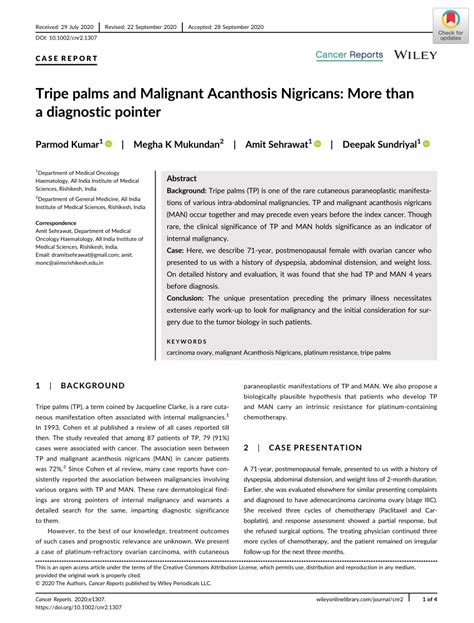 Pdf Tripe Palms And Malignant Acanthosis Nigricans More Than A