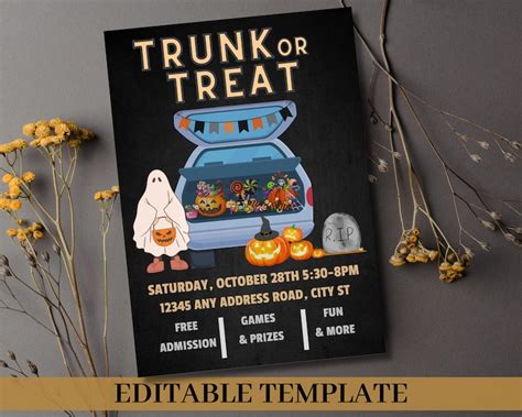 Editable Trunk Or Treat Invitation Halloween Invitation Community