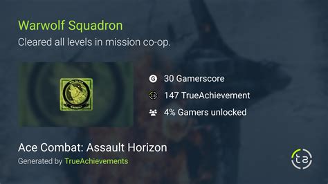 Warwolf Squadron Achievement In Ace Combat Assault Horizon