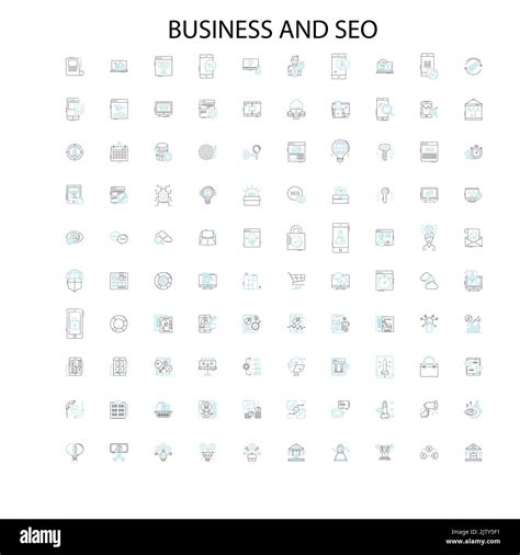 Business And Seo Concept Icons Signs Outline Symbols Concept Linear