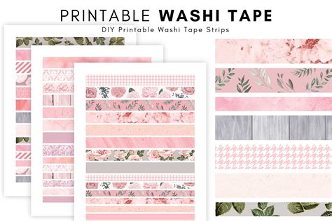 Blush Floral Printable Washi Tape Graphic By Thedigitaldoodle