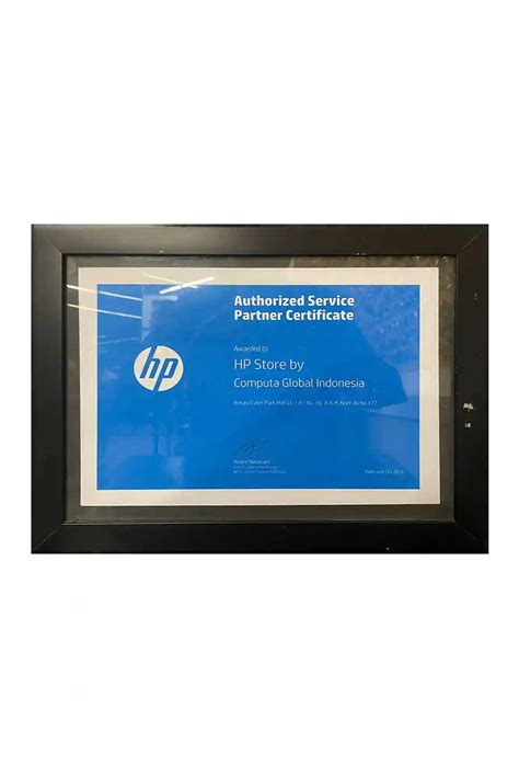 Hp Authorized Service Partner Certificate Pt Agres Info Teknologi