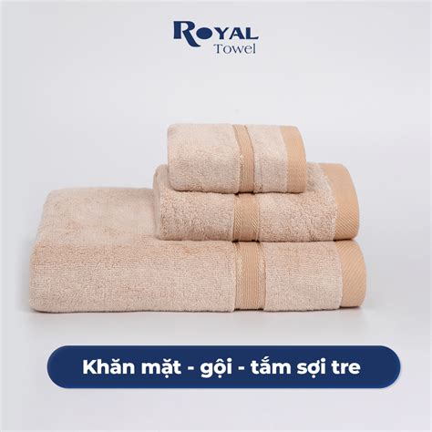 Combo 3 Khăn Tắm Gội Mặt Royal Towel Chất Liệu Sợi Tre Cao Cấp Royal