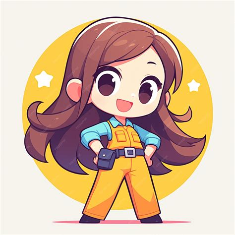 一個可愛的小女孩保安卡通風格 Premium Ai 生成向量圖