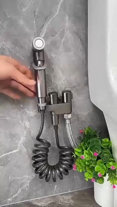 Phito Gunmetal Gray Toilet Flush Bidet Sprayer Brass 1 In 2 Out Dual