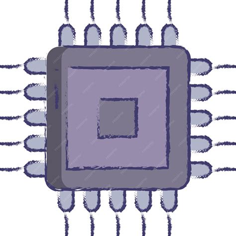Premium Vector Microprocessor Chip Hand Drawn Vector Illustration