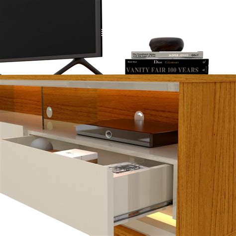 Rack Para Sala Tv Até 75 Polegadas Com Led E Rodízios Naturale Off