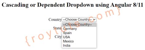 Cascading Or Dependent Dropdown Using Angular 811 Roy Tutorials