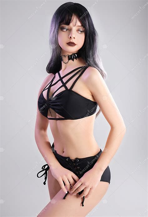 Gothic Women Swimsuits Pentagram Criss Cross Swimwear Sexy Bathing