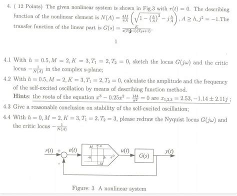 4 12 Points The Given Nonlinear System Is Shown