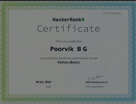 Completed Python Basics On Hackerrank Poorvik Bg Posted On The Topic Linkedin