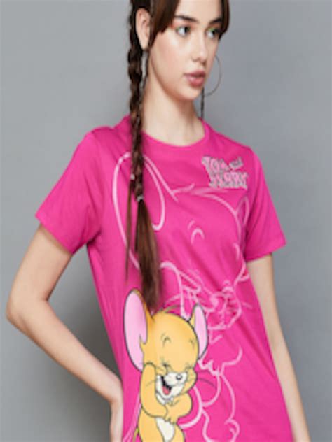 Buy Ginger By Lifestyle Pink Tom And Jerry Printed Pure Cotton T Shirt