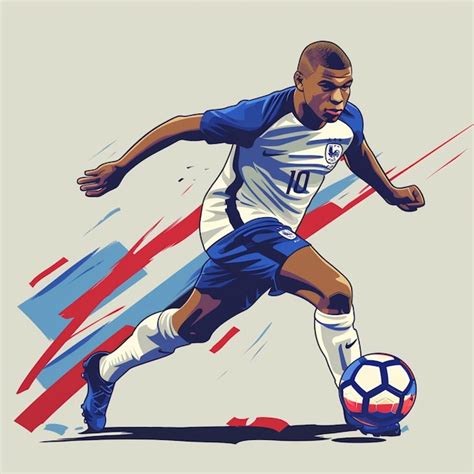 Cartoon Graphic Icon Illustration Of Kylian Mbappe Premium Ai
