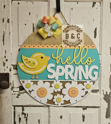 Hello Spring Birdie 18in Spring Round Door Hanger Hello Spring